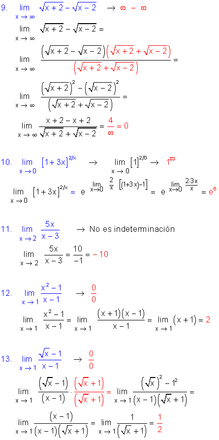 Ejercicios de límites resueltos, resolver indeterminaciones Ejercicios de límites resueltos, resolver indeterminaciones